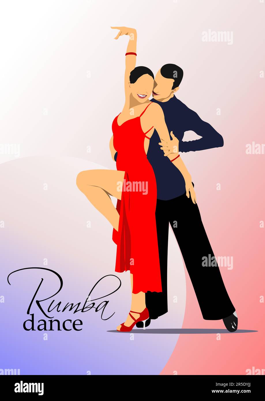 Couple dancing a rumba dance. 3d color vector illustration Stock Vector ...