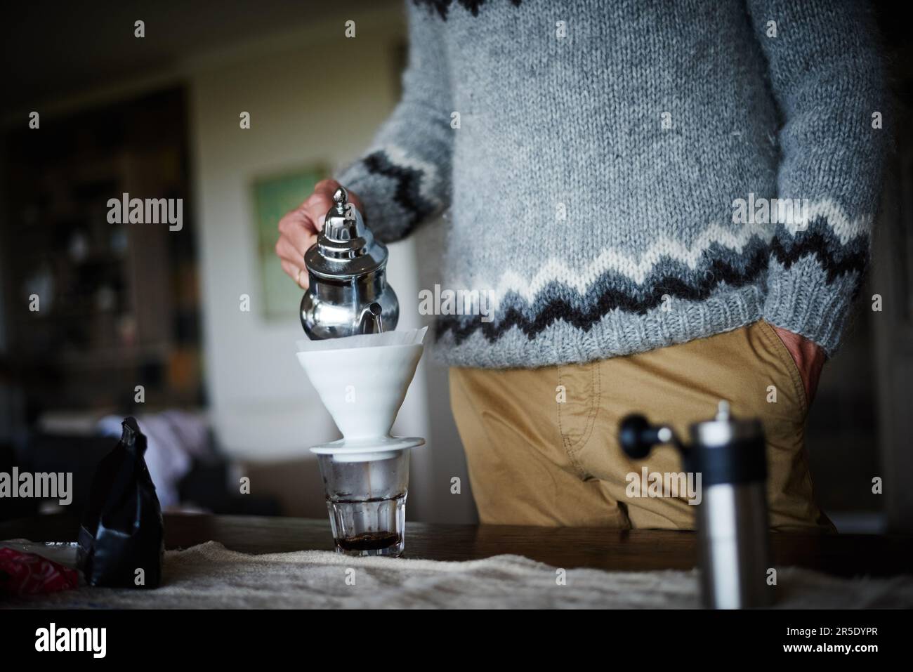 Closeup man preparing tea hi-res stock photography and images - Alamy