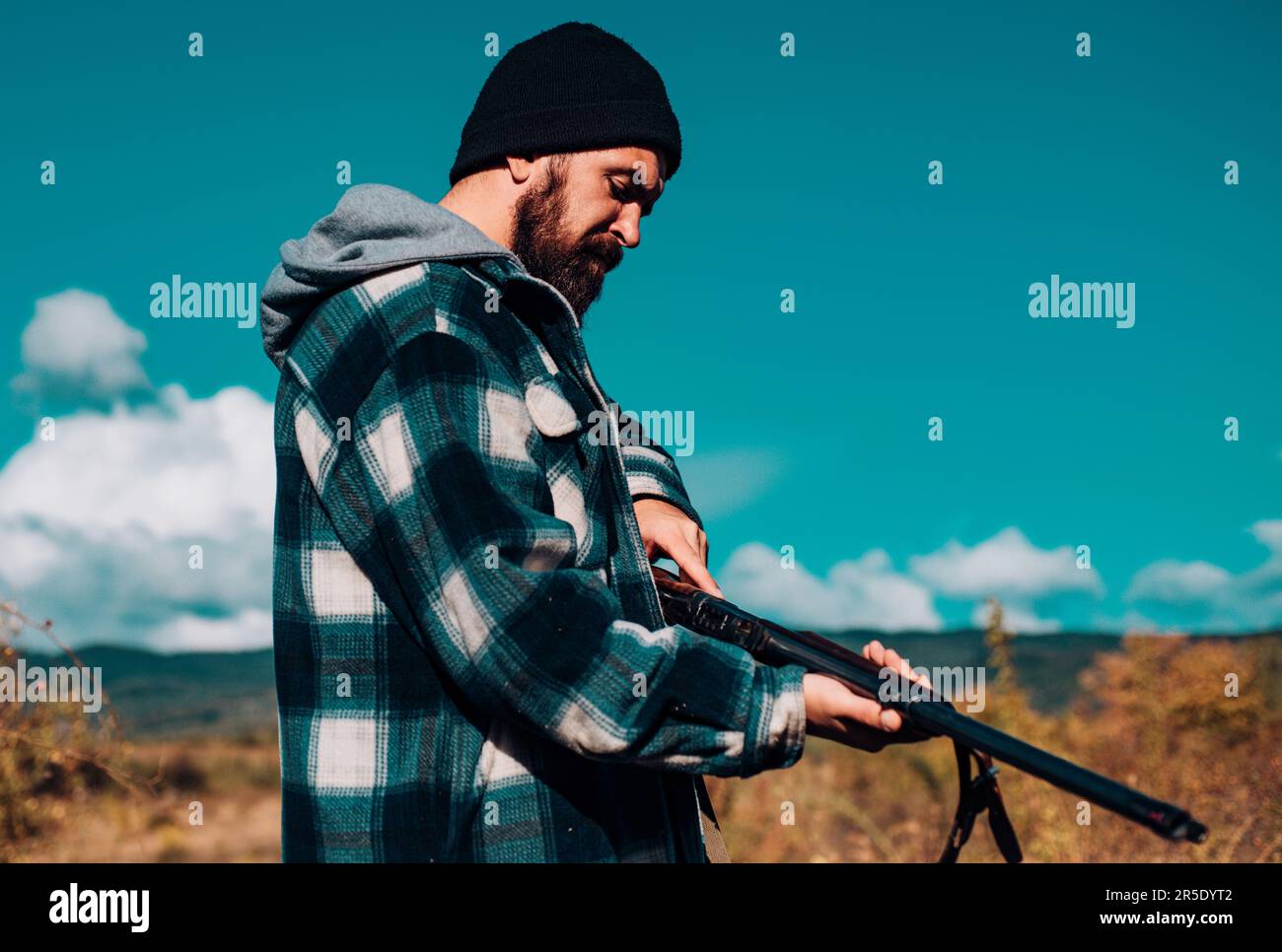 Hunter spend leisure hunting. Hunting equipment for professionals ...