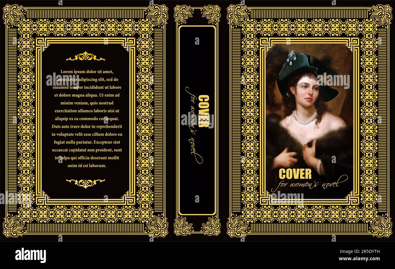 Beautiful woman`s nover book cover design. Color vector illustration ...