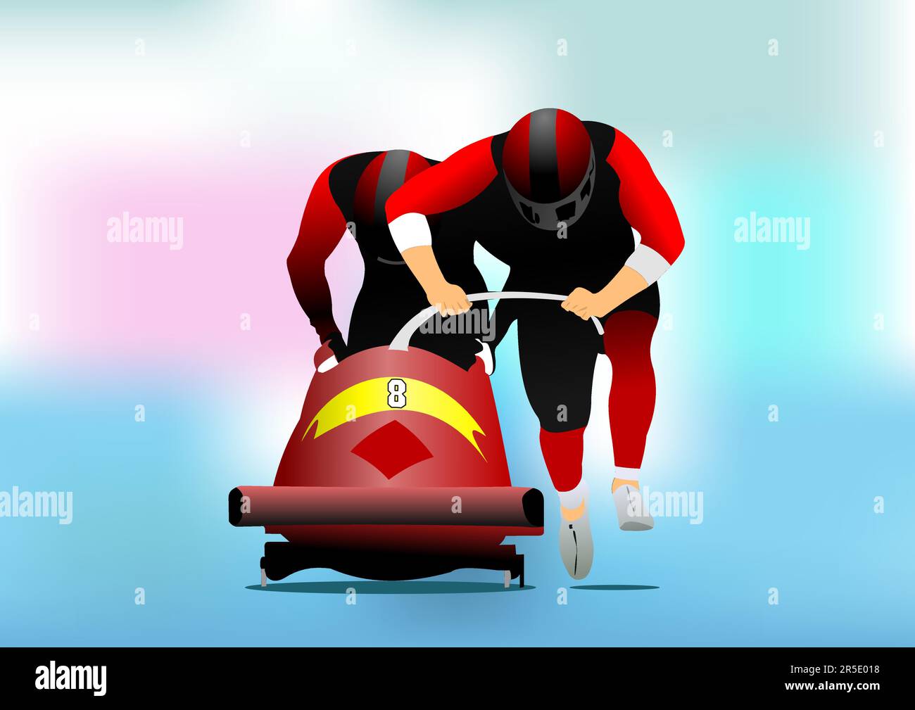 Two men team bobsleigh. 3d vector color illustration Stock Vector Image ...