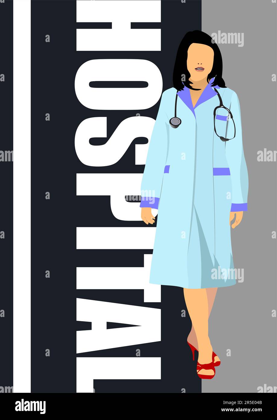 Medical doctor with doctor`s smock. Vector 3d illustrationv Stock ...