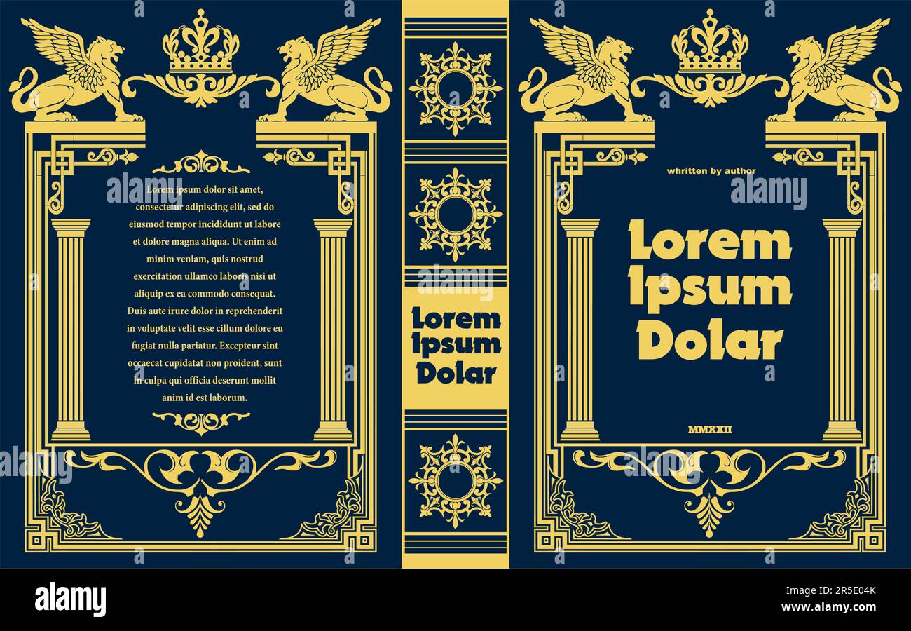 Old book cover design elements. Color vector illustration Stock Vector ...