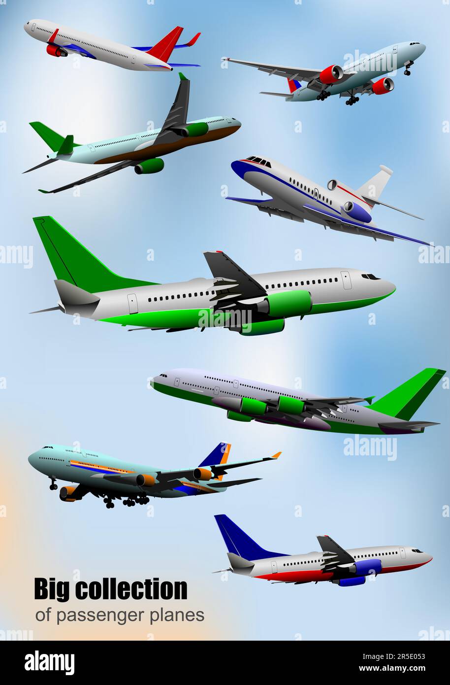 Airplane silhouettes. Vector Color 3d illustration Stock Vector Image ...