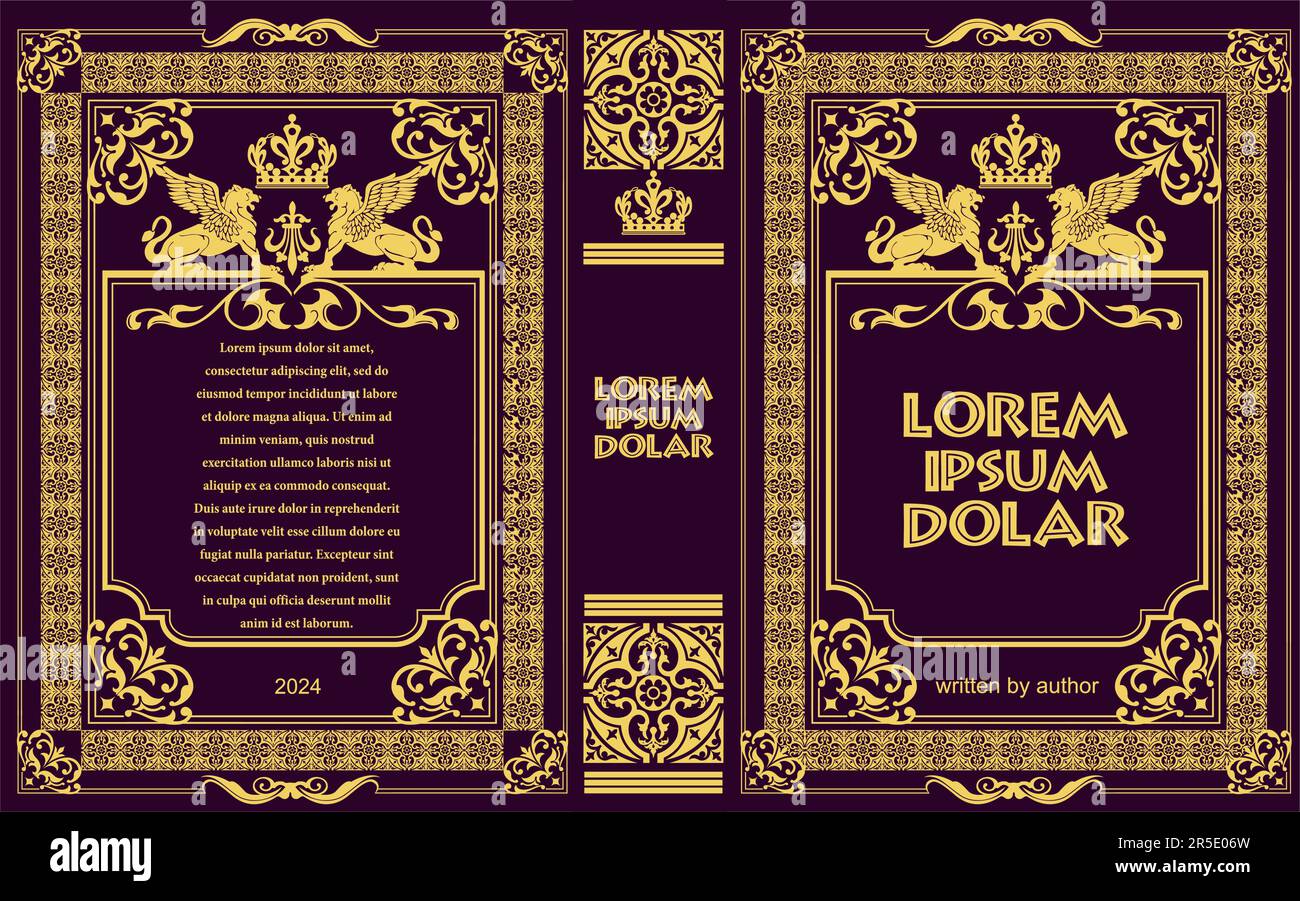 Old book cover design elements. Color vector illustration Stock Vector ...