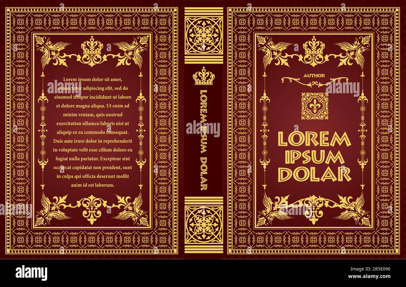 Old book cover design elements. Color vector illustration Stock Vector ...