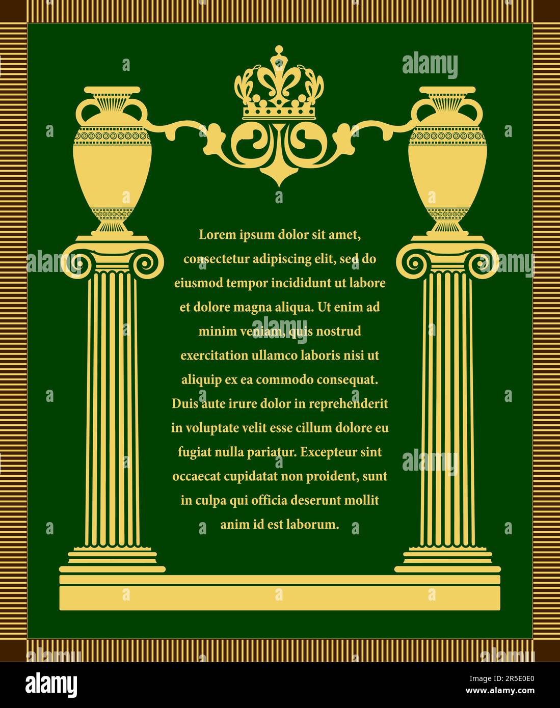 Abstract frame in Greek style with column and amphora images. Color ...