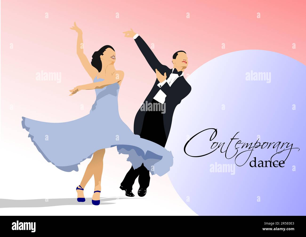 Artistic Picture of two Dancers performing contemporary dance moves. 3d ...