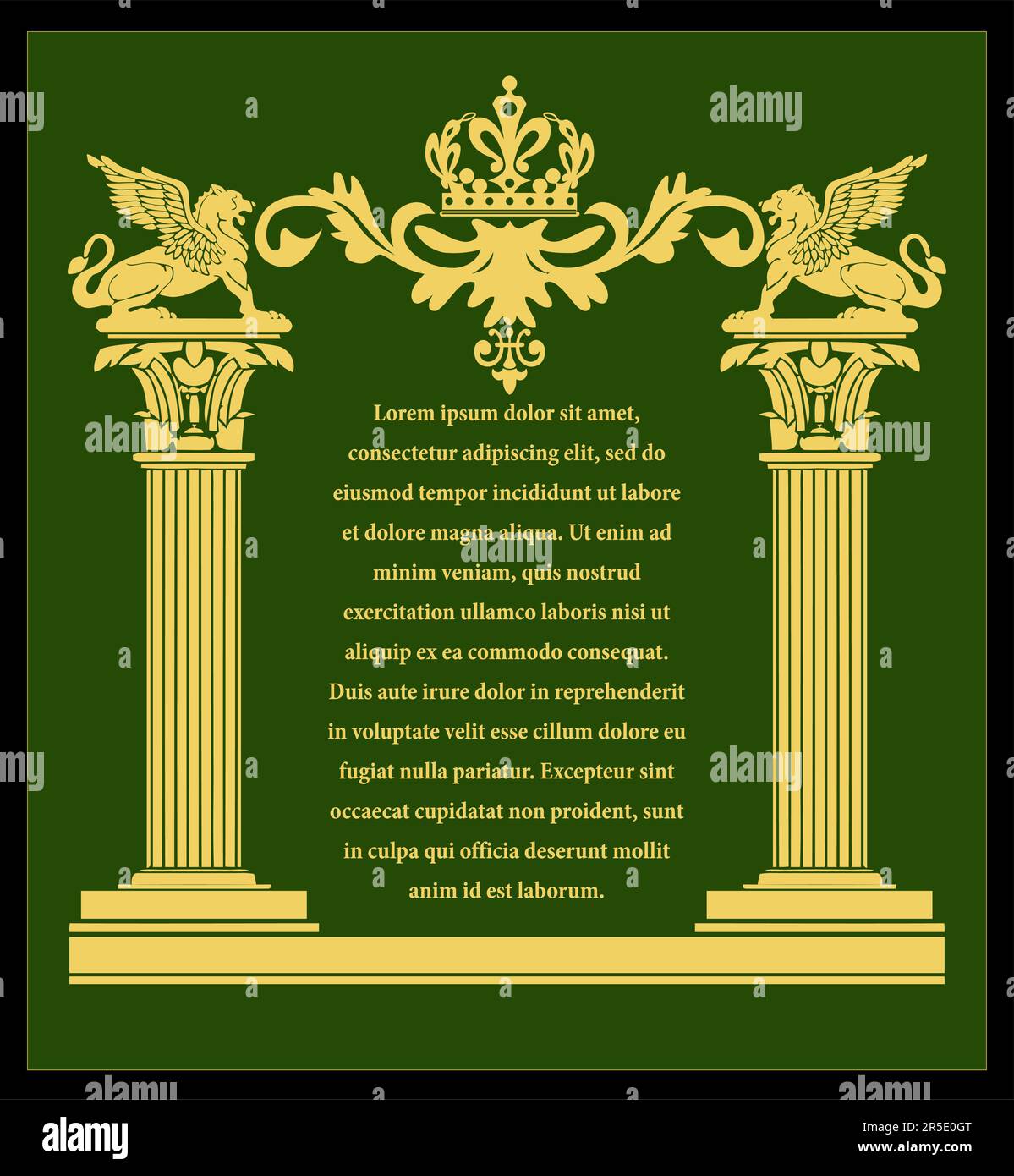 Abstract frame in Greece style with column and lions images. Color ...