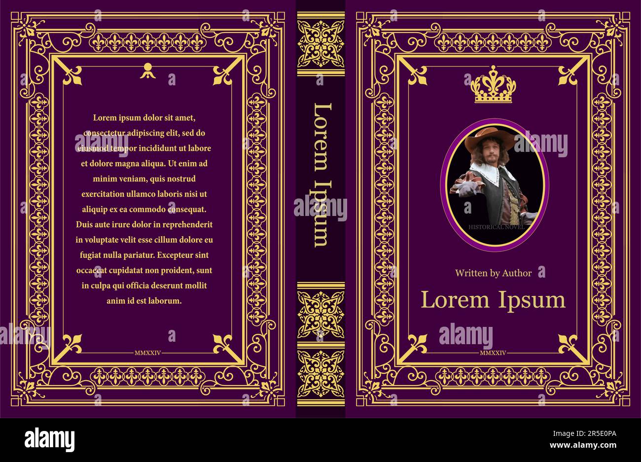 Ornate leather book cover and Old retro ornament frames. Royal Golden ...