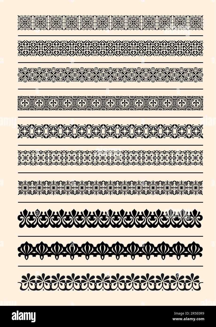 Collection of Ornamental Rule Lines in Different Design styles Stock ...
