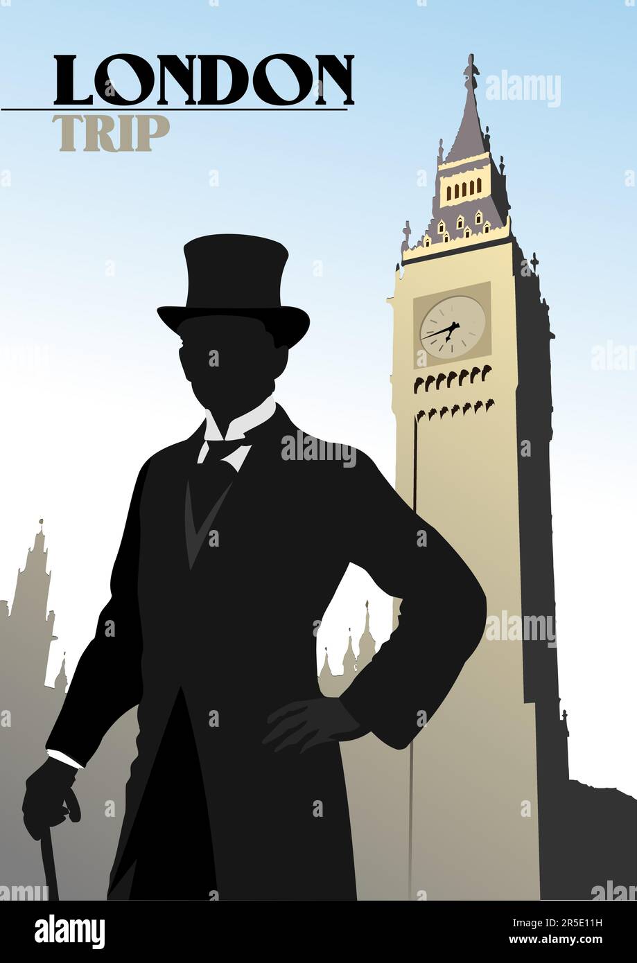 Cover for brochure with London images. London trip. Vector 3d ...