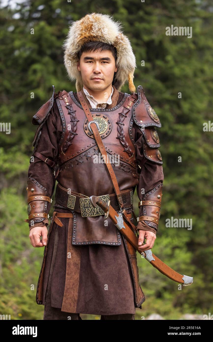 Traditional suit. Man in Ala-Archa National Park. Kyrgyzstan Stock ...