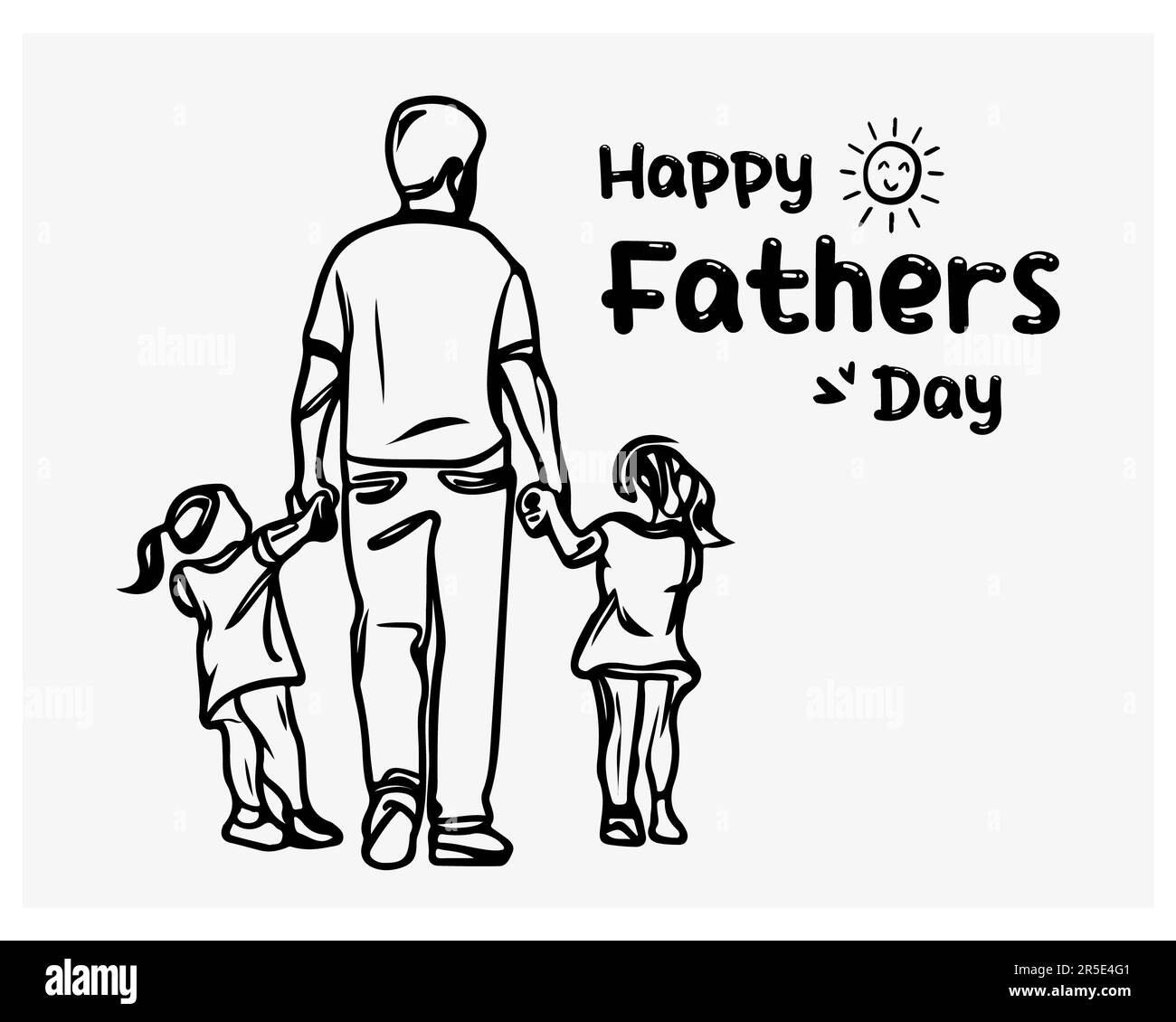 Fathers Day Line art vector illustration Stock Photo - Alamy