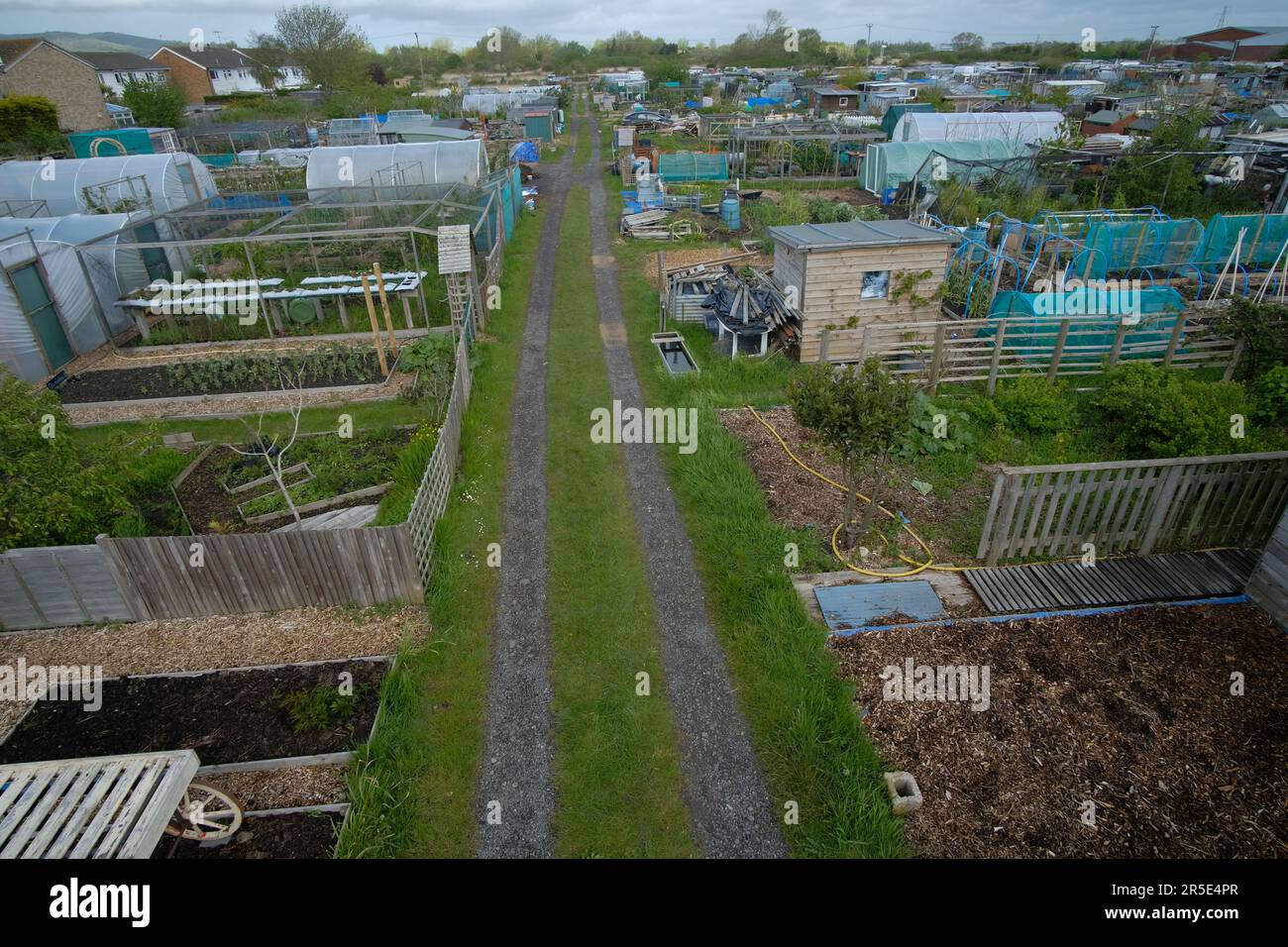 A typical British allotment garden in Eastbourne, East Sussex. A ...