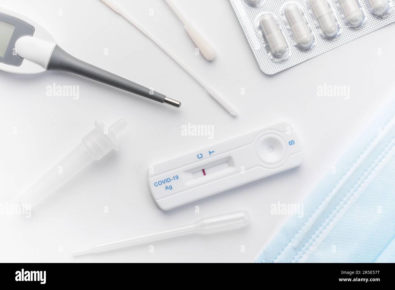 Home testing kit for coronavirus on a white background. Negative Covid ...
