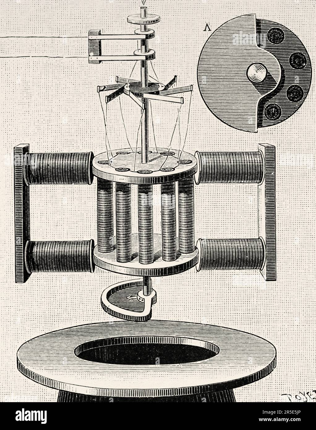 Edison pyromagnetic generator. Old 19th century engraving from La ...