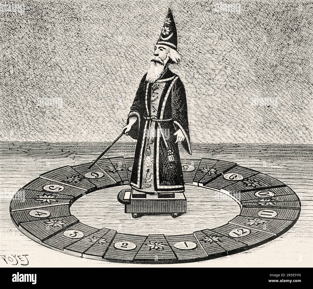 Science toys, the magnetic diviner. Old 19th century engraving from La ...