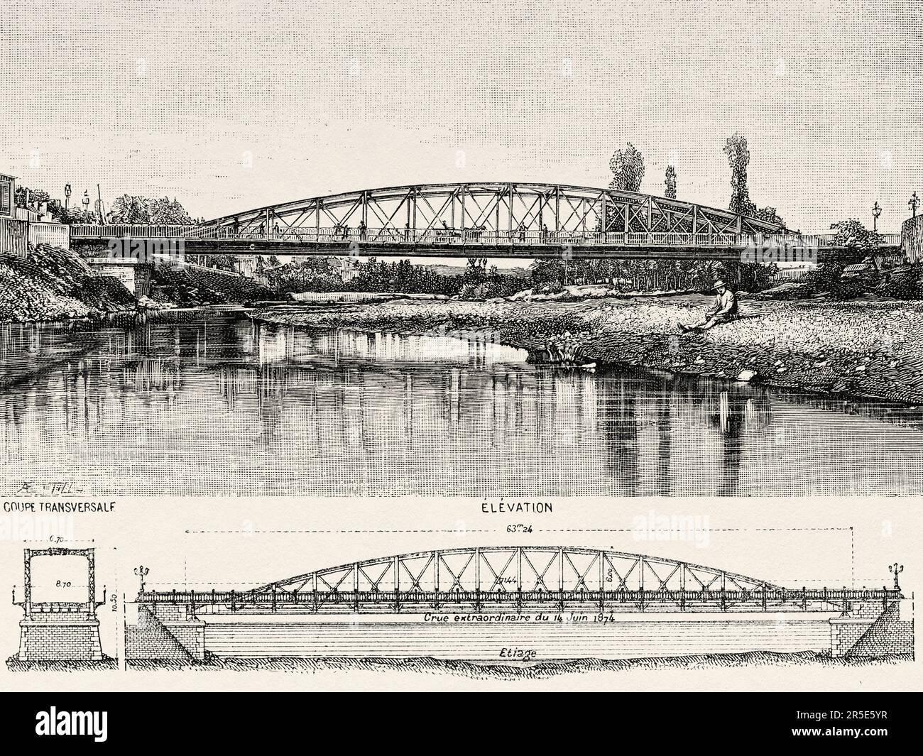 Steel bridge over the Roubion river near Montelimar, Rhone-Alpes ...