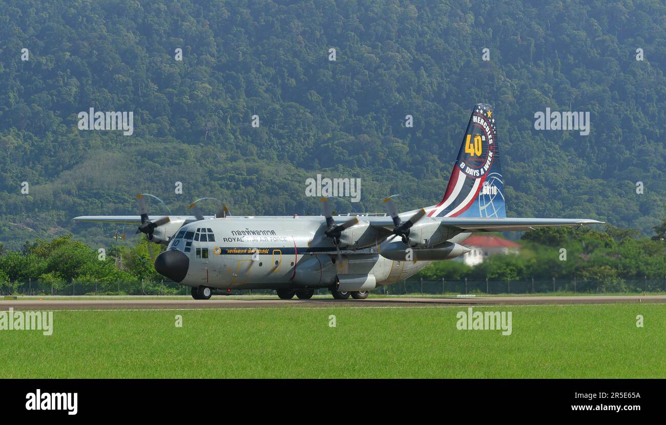 Langkawi, Malaysia - May 28, 2023. Royal Thai Air Force Lockheed C-130H ...
