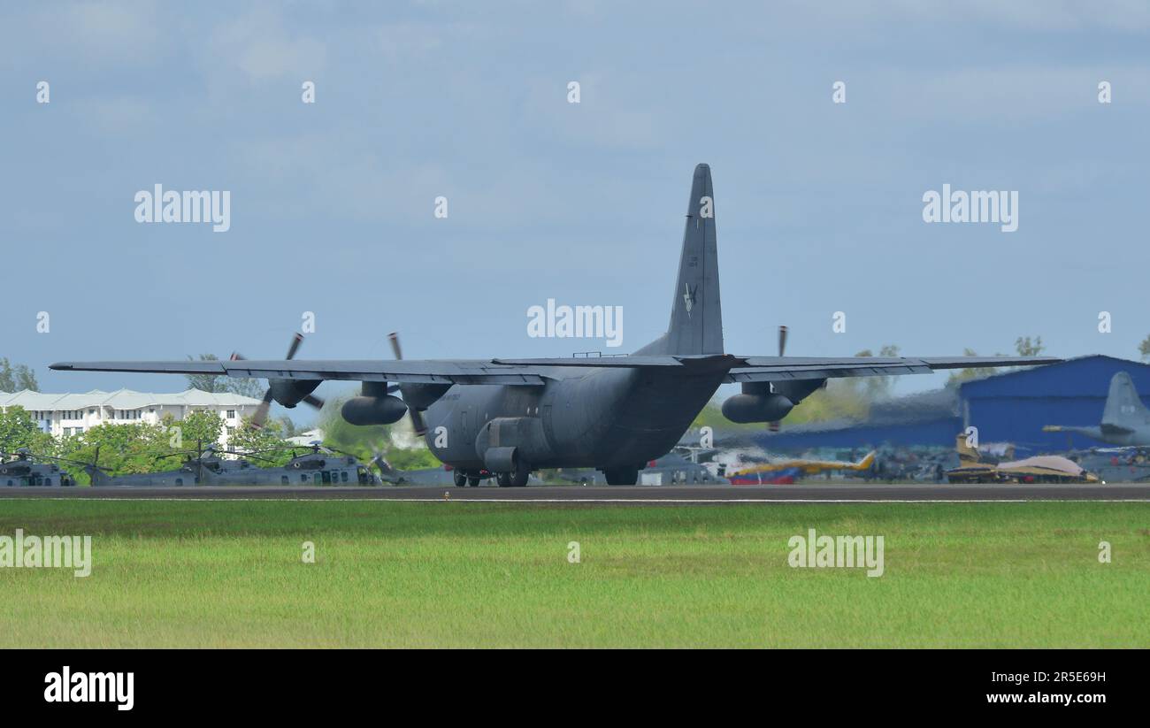 Langkawi, Malaysia - May 28, 2023. Lockheed C-130H-30 Hercules M30-16 ...