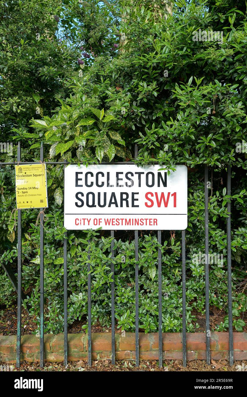 Street sign for Eccleston Square, Westminster, London SW1, England ...