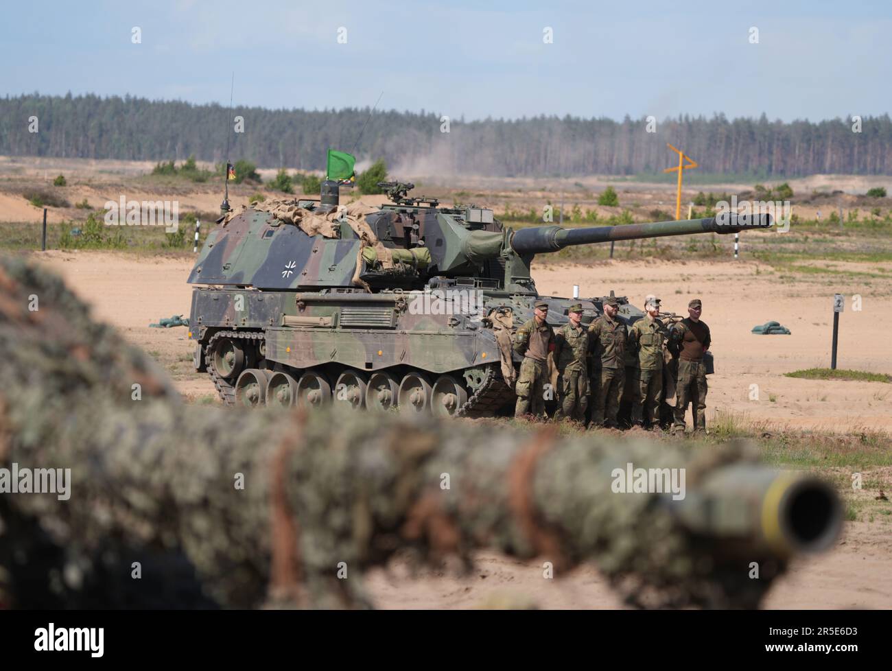 Pabrade, Lithuania. 30th May, 2023. German soldiers stand in front of a ...