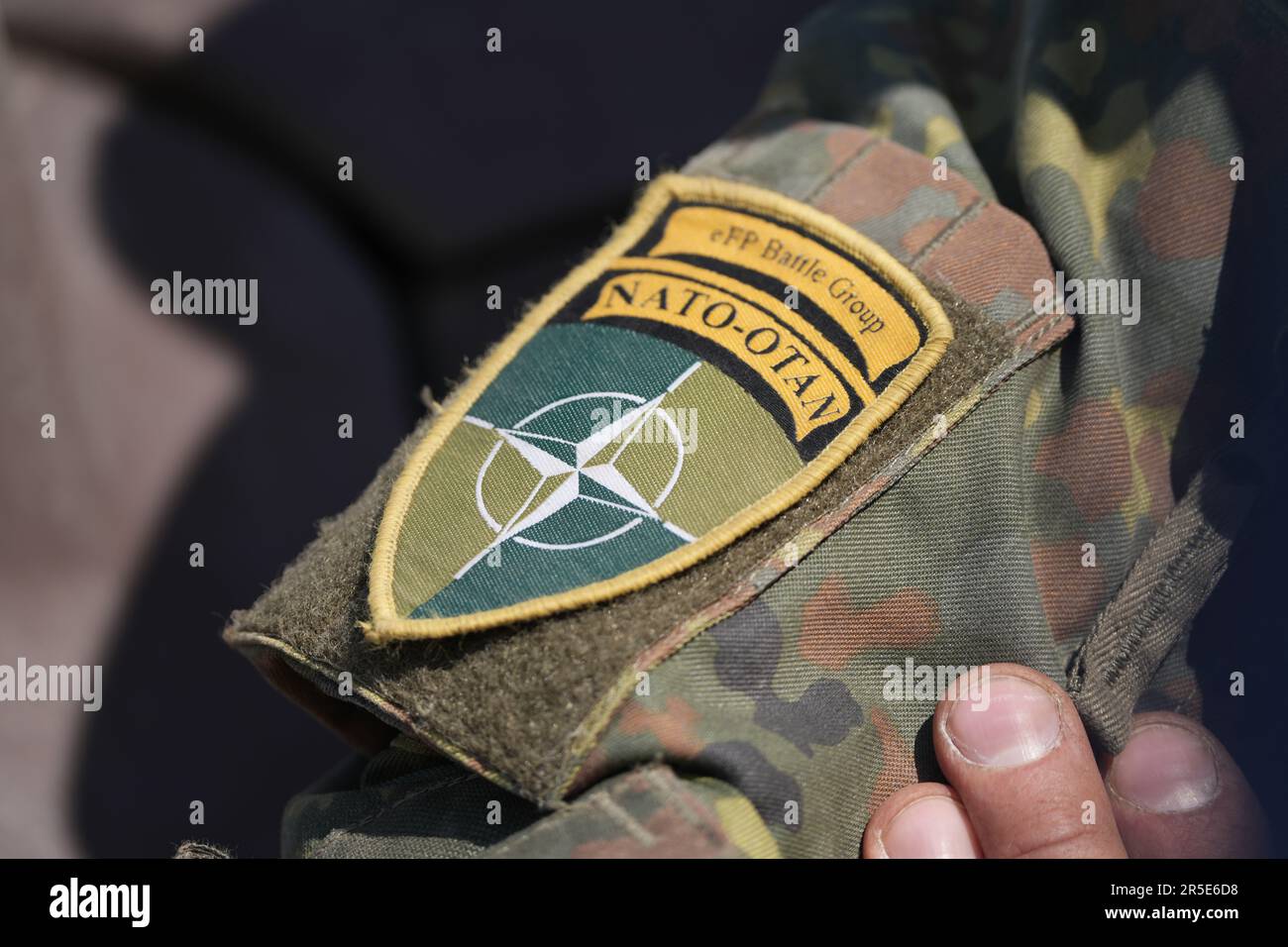 Pabrade, Lithuania. 30th May, 2023. A patch with the logo "eFP ...