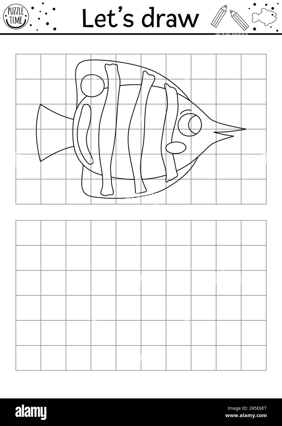 Draw the butterfly fish. Vector under the sea drawing practice ...
