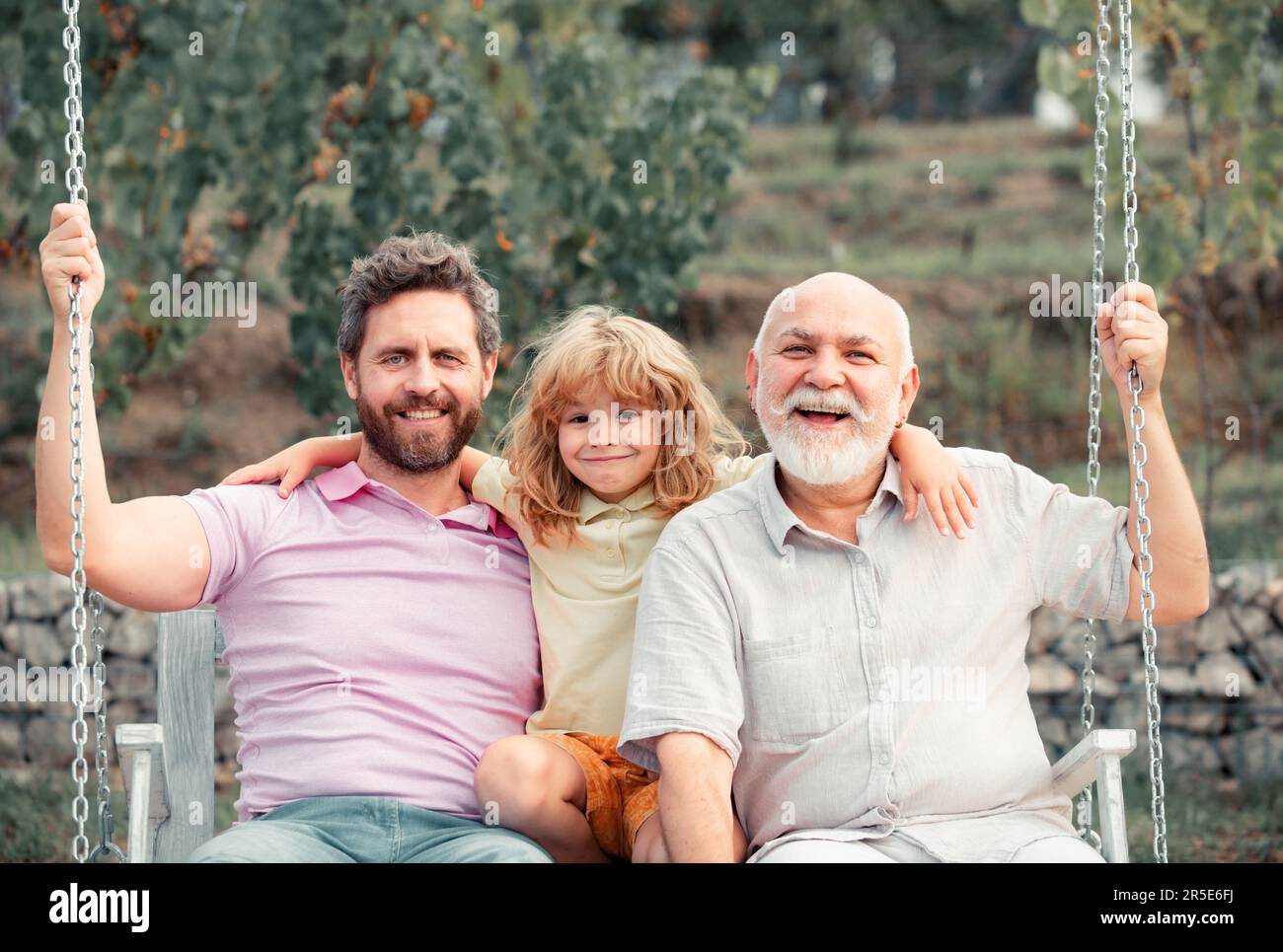 Male generation family together with three different generations ages ...