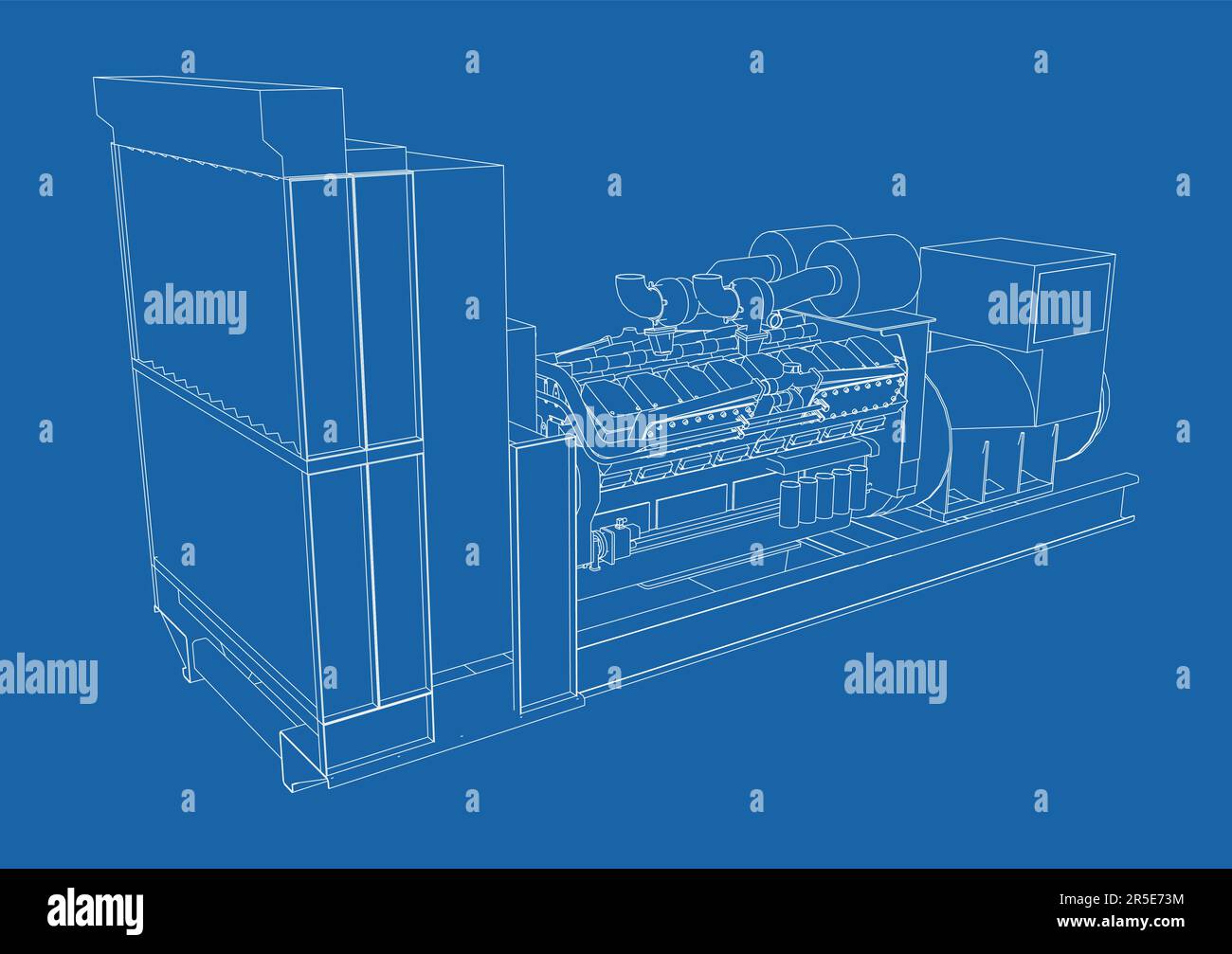 Diesel generator unit for factory. he layers of visible and invisible ...