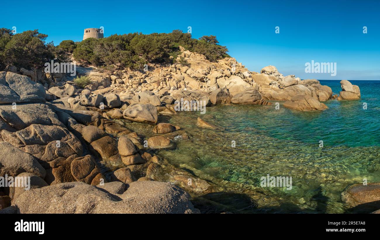 Summer day at Cala Pira, a beautiful bay in the south-east of Sardegna ...