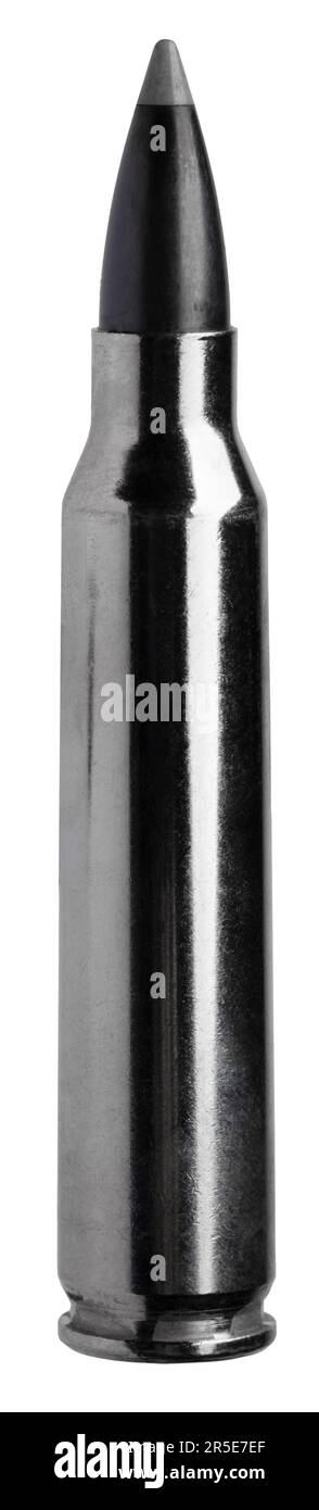 Ammo with a black bullet in 223 caliber for an AR-15 or M4 Stock Photo ...