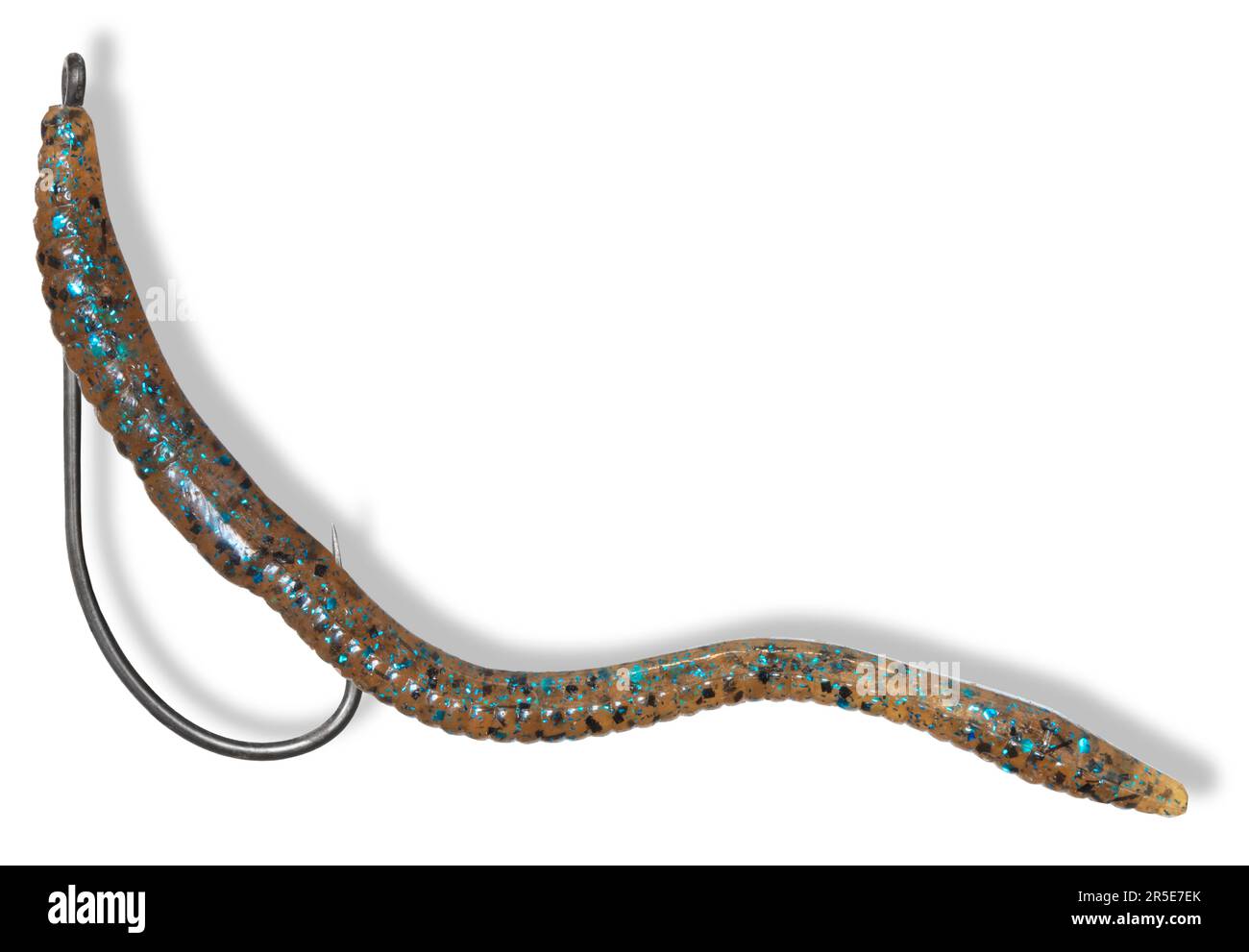 Shadow behind a hook rigged weedless in a transluscent brown artificial ...