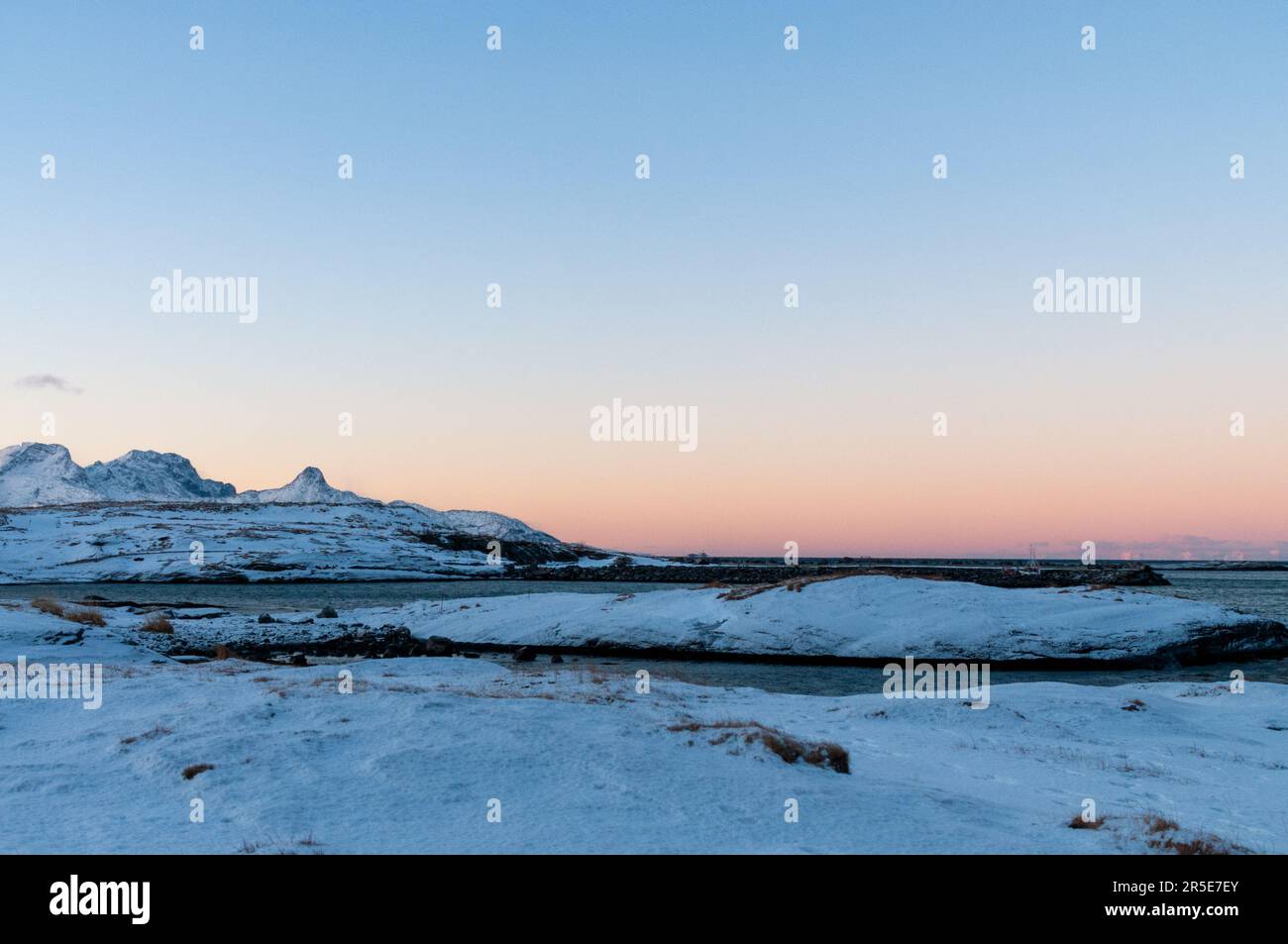 Landscape shot highlighting the rugged mountains and snow-covered ...