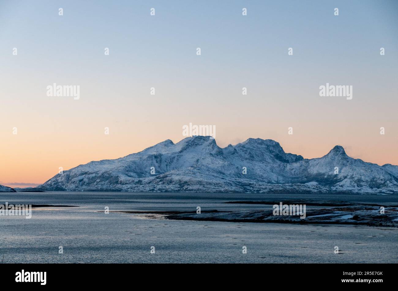 Landscape shot highlighting the rugged mountains and snow-covered ...