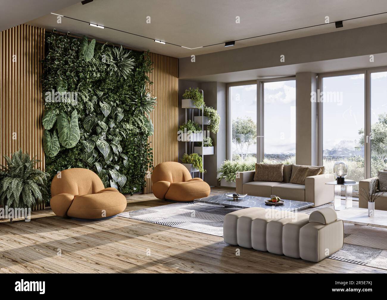 Live green wall in home interior. Vertical gardening Stock Photo - Alamy