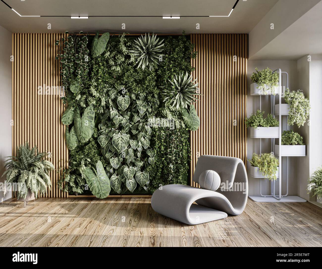 Live green wall in home interior. Vertical gardening Stock Photo - Alamy