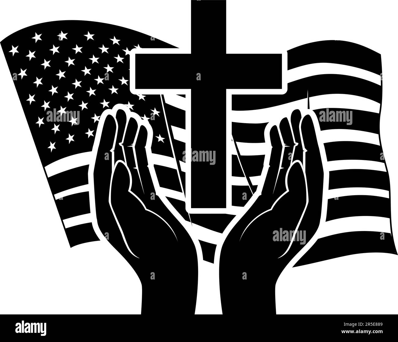 Prayer hands on american flag background. Vector illustration Stock ...