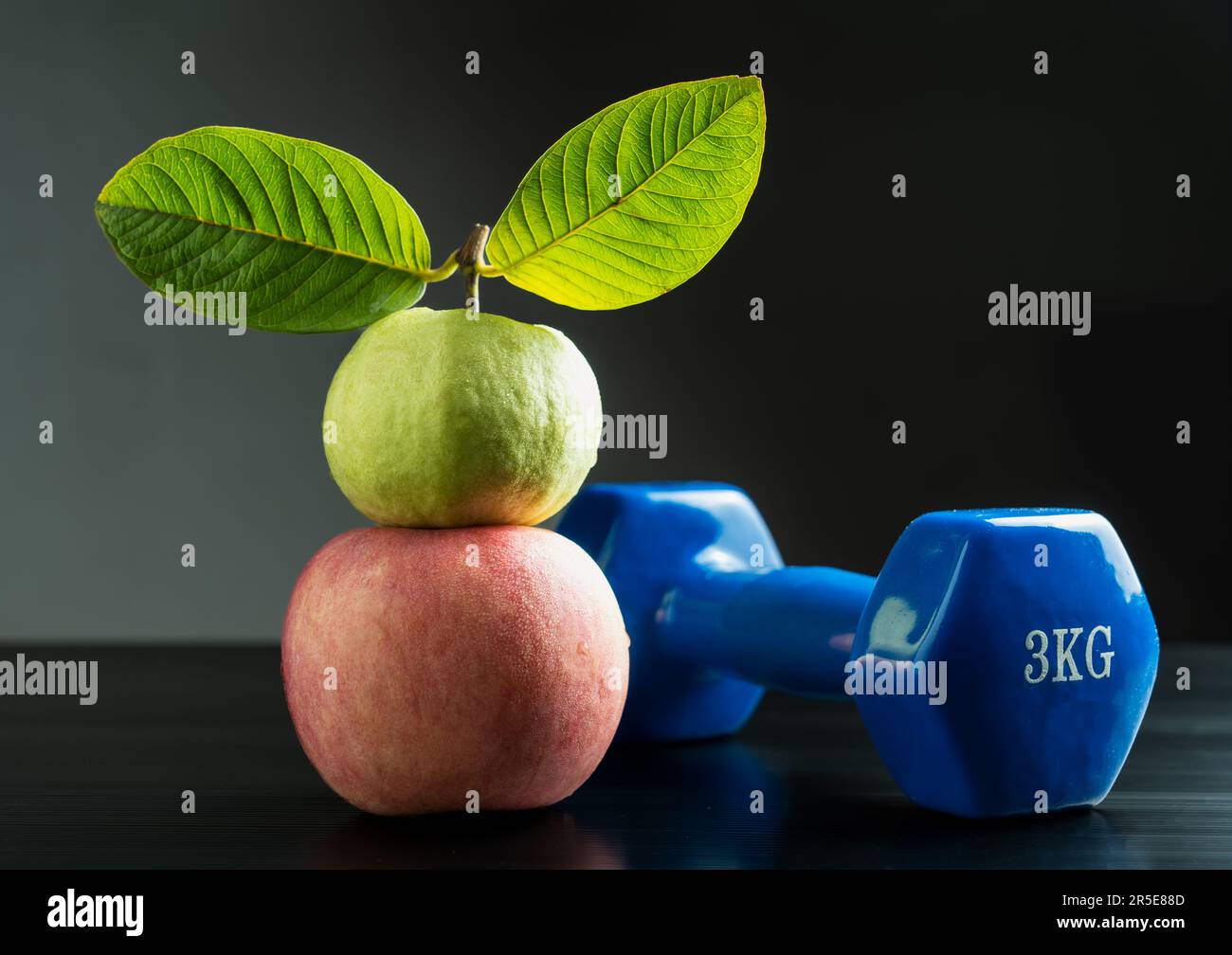 Guava with apple fruit that have like a healthy concept on the table ...