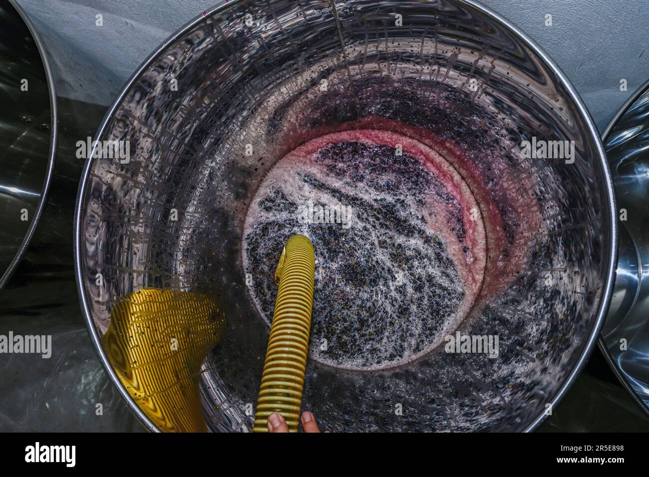 Stainless steel barrel to contain red wine Stock Photo - Alamy