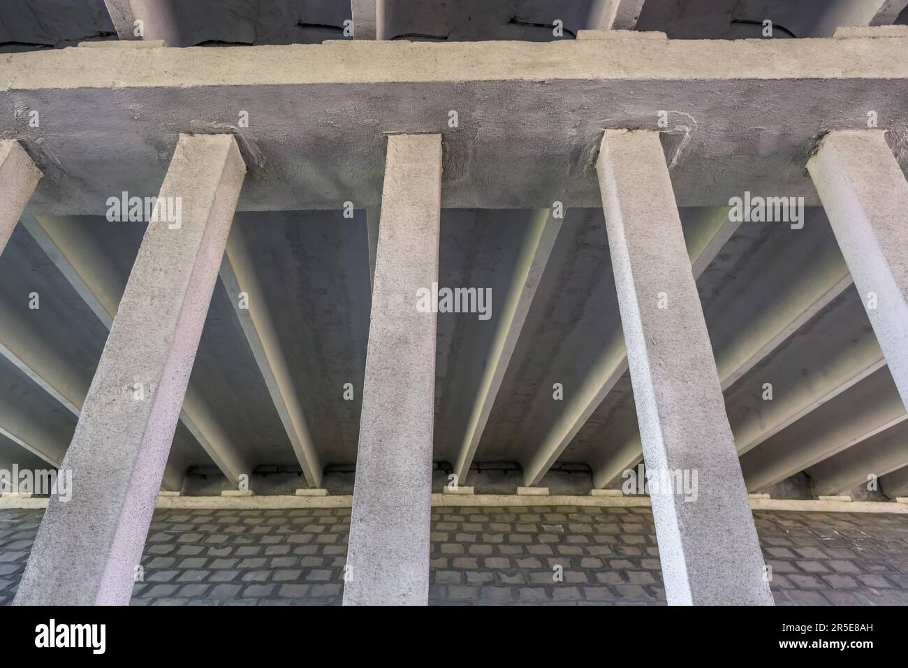 concrete columns like pillars of an automobile bridge Stock Photo - Alamy