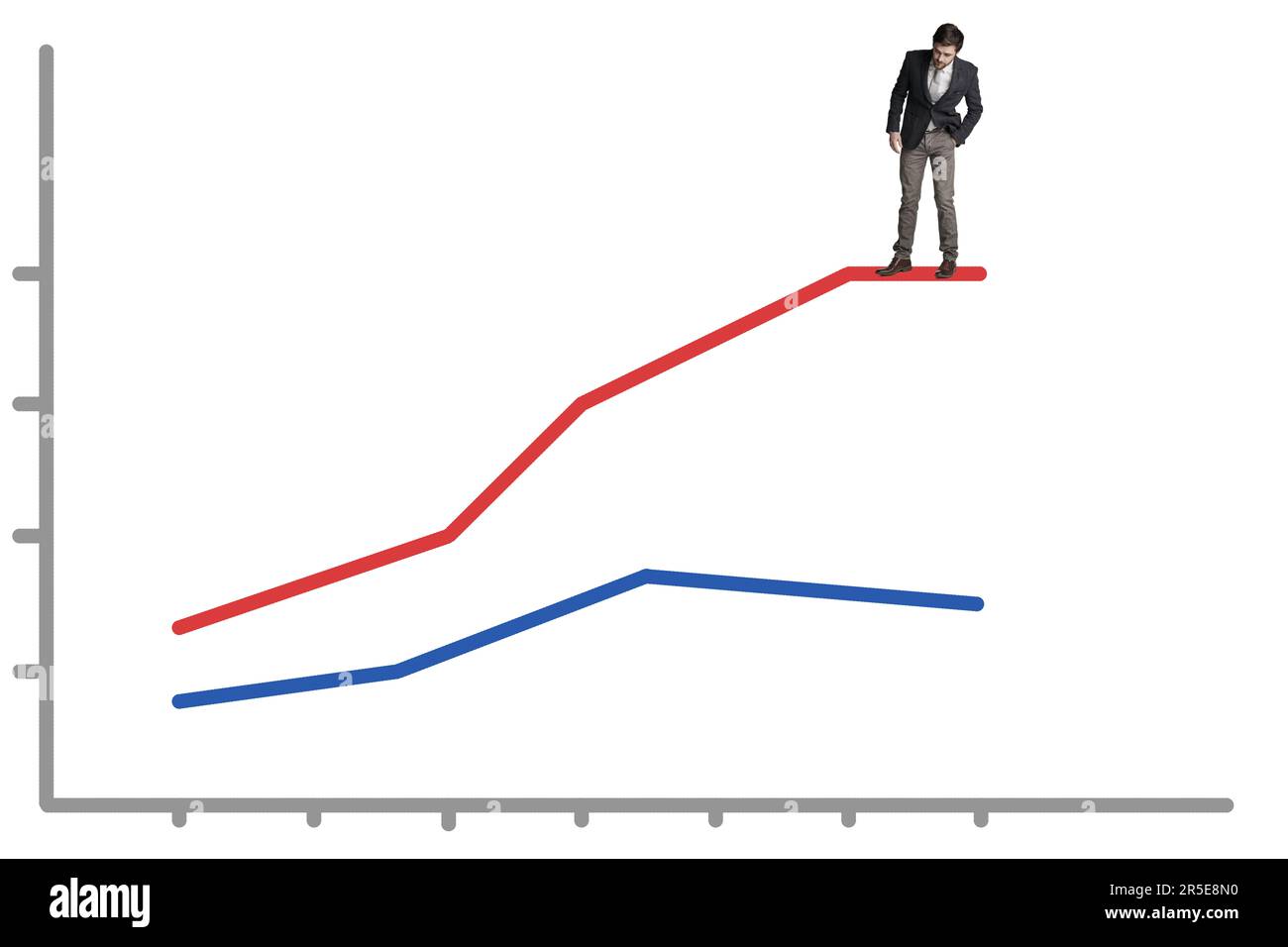 Its all a numbers game. a businessman balancing on top of a graph ...