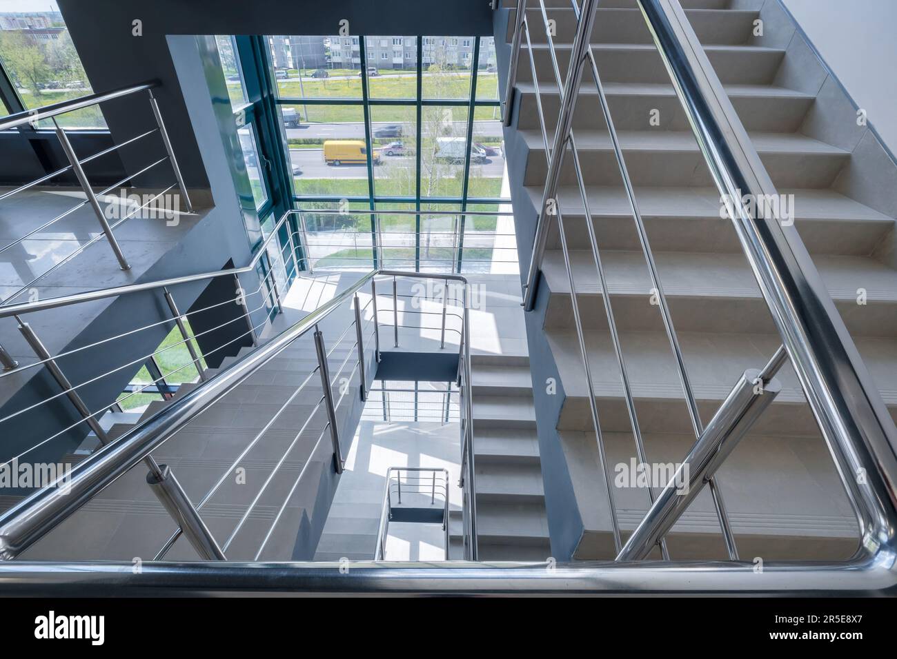 stairs emergency and evacuation exit stair in up ladder in a new office ...