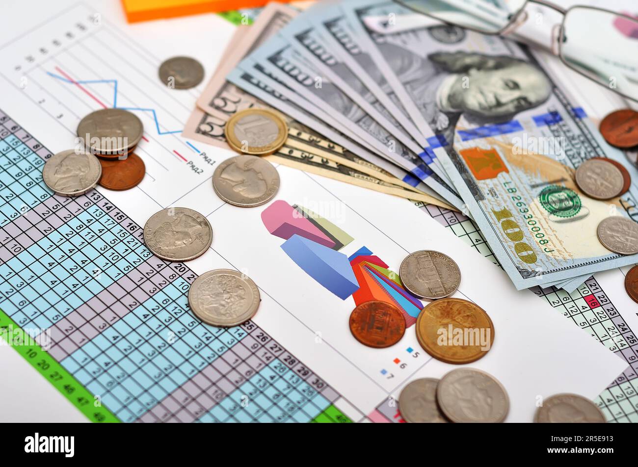 financial report with chart and money Stock Photo - Alamy