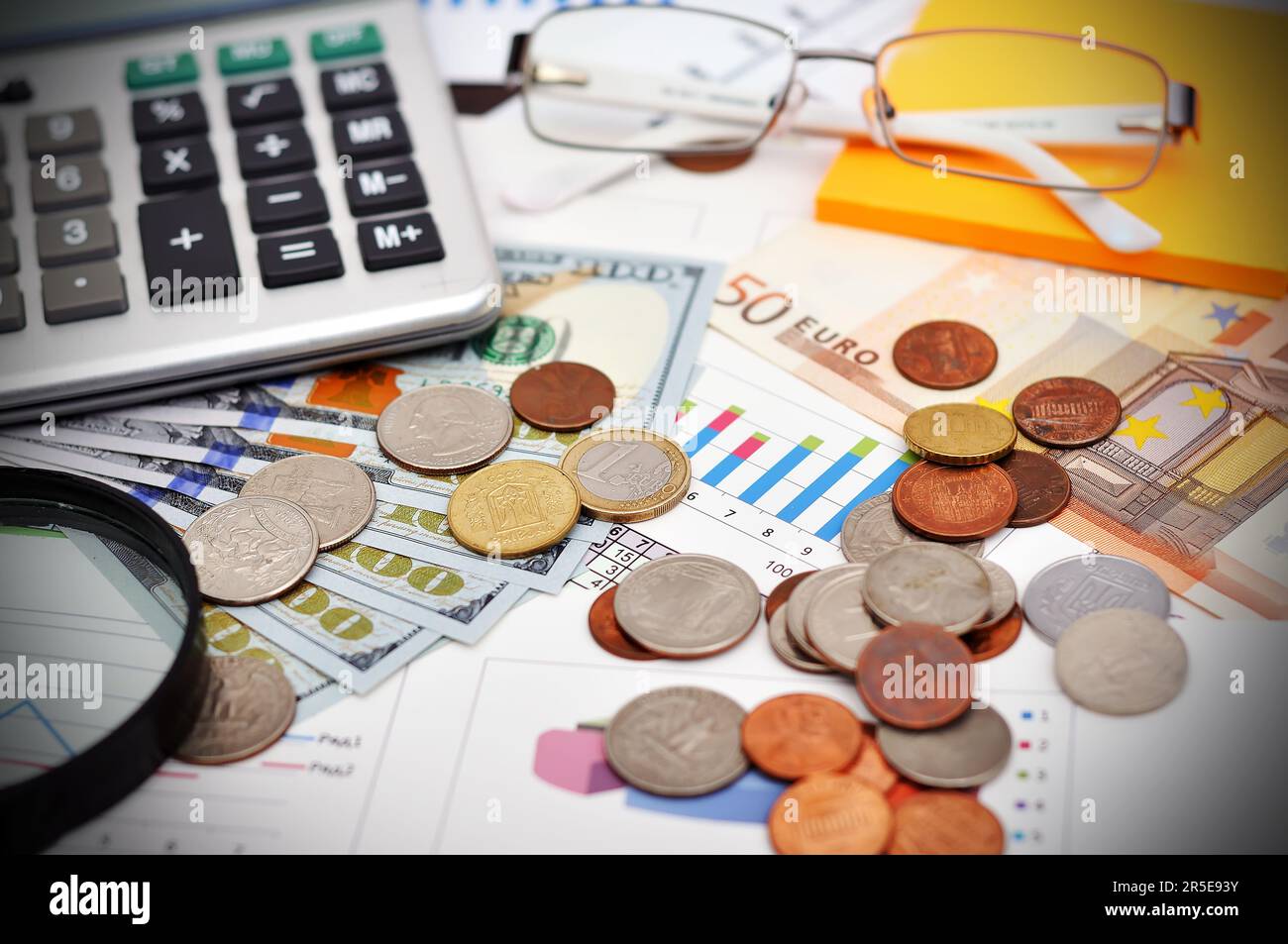 financial report with money and chart Stock Photo - Alamy