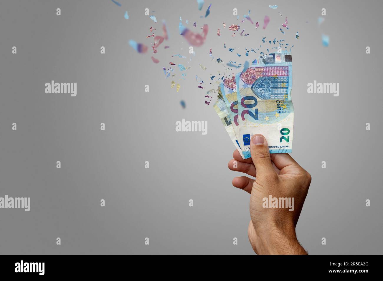 Inflation or loss of Money Euro vanishing into nothing Stock Photo - Alamy
