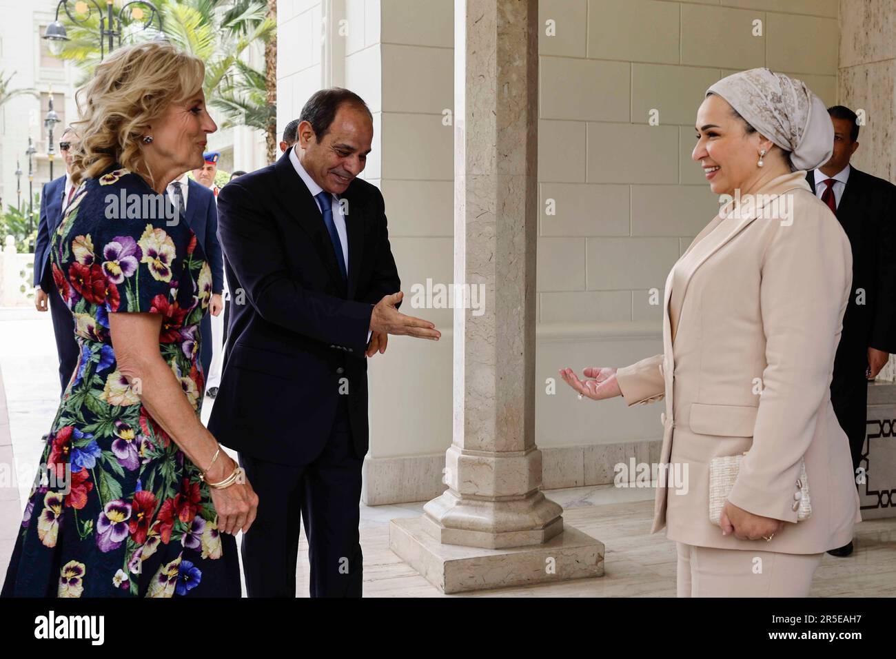 Egyptian President Abdel Fattah el-Sissi and First Lady Entissar Amer ...