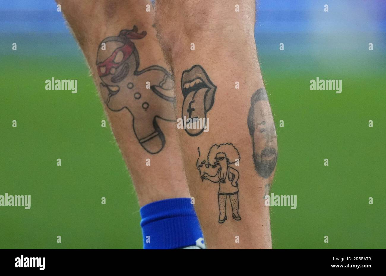 Melbourne, Australia. 03rd June, 2023. A detail of the tattoos of Tom ...