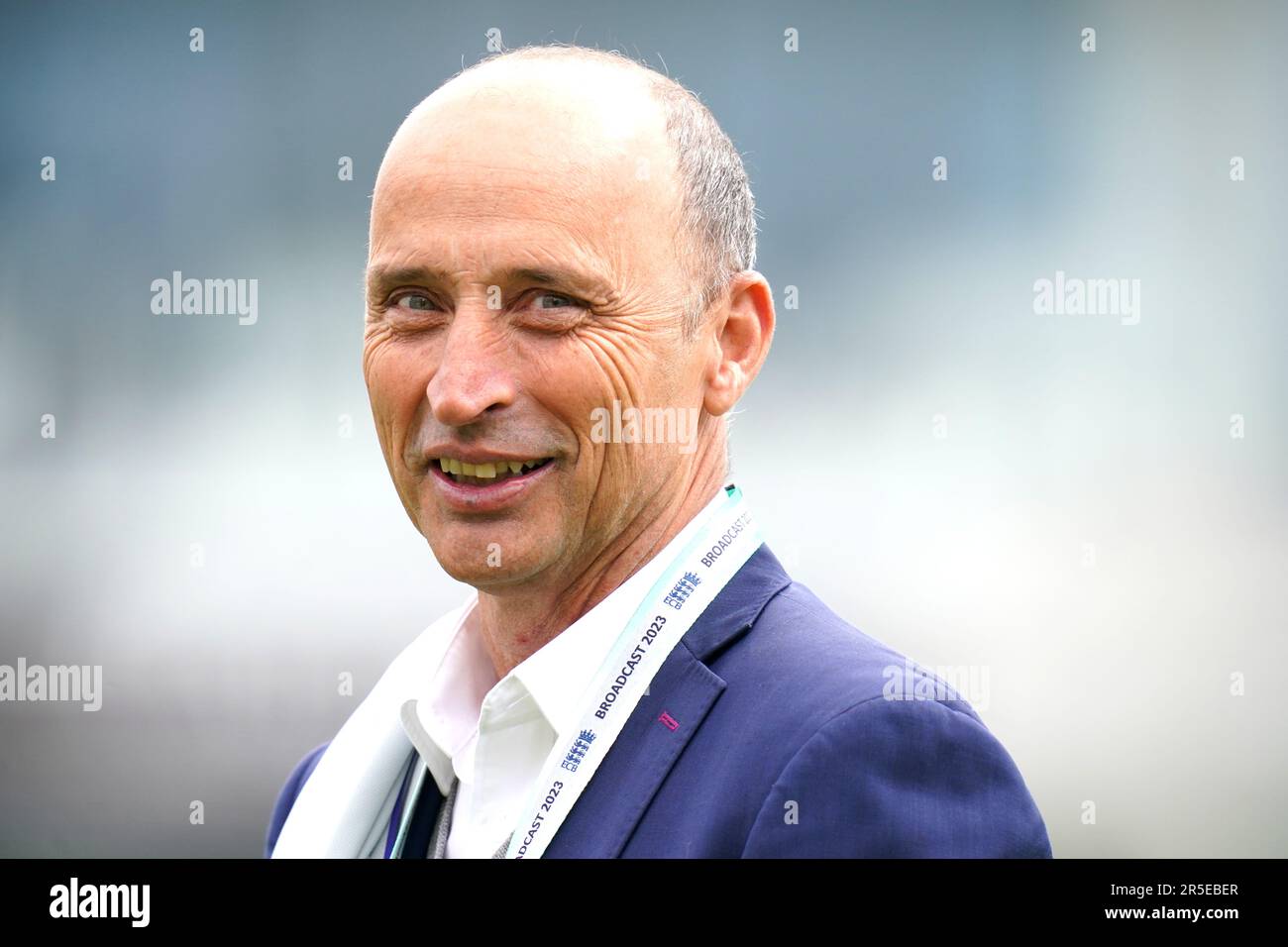 Former England captain Nasser Hussain before day three of the first LV ...